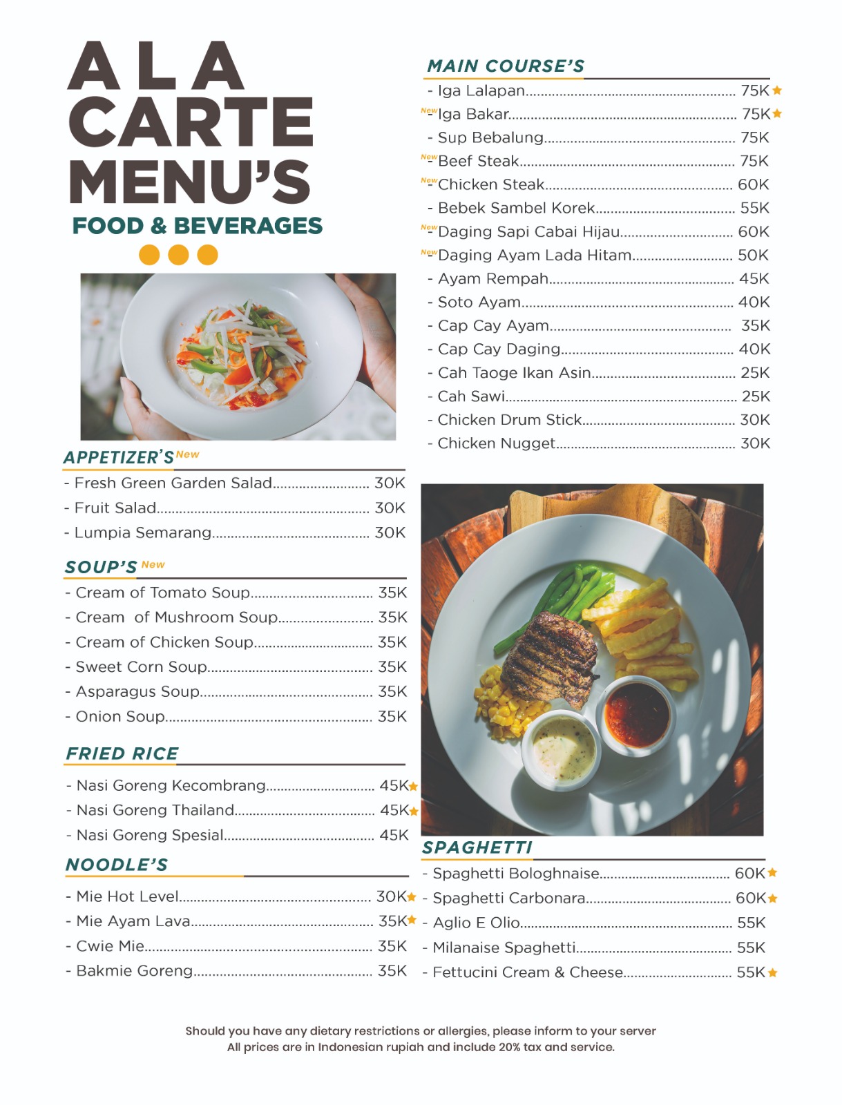 Our Menus - Lava View Lodge