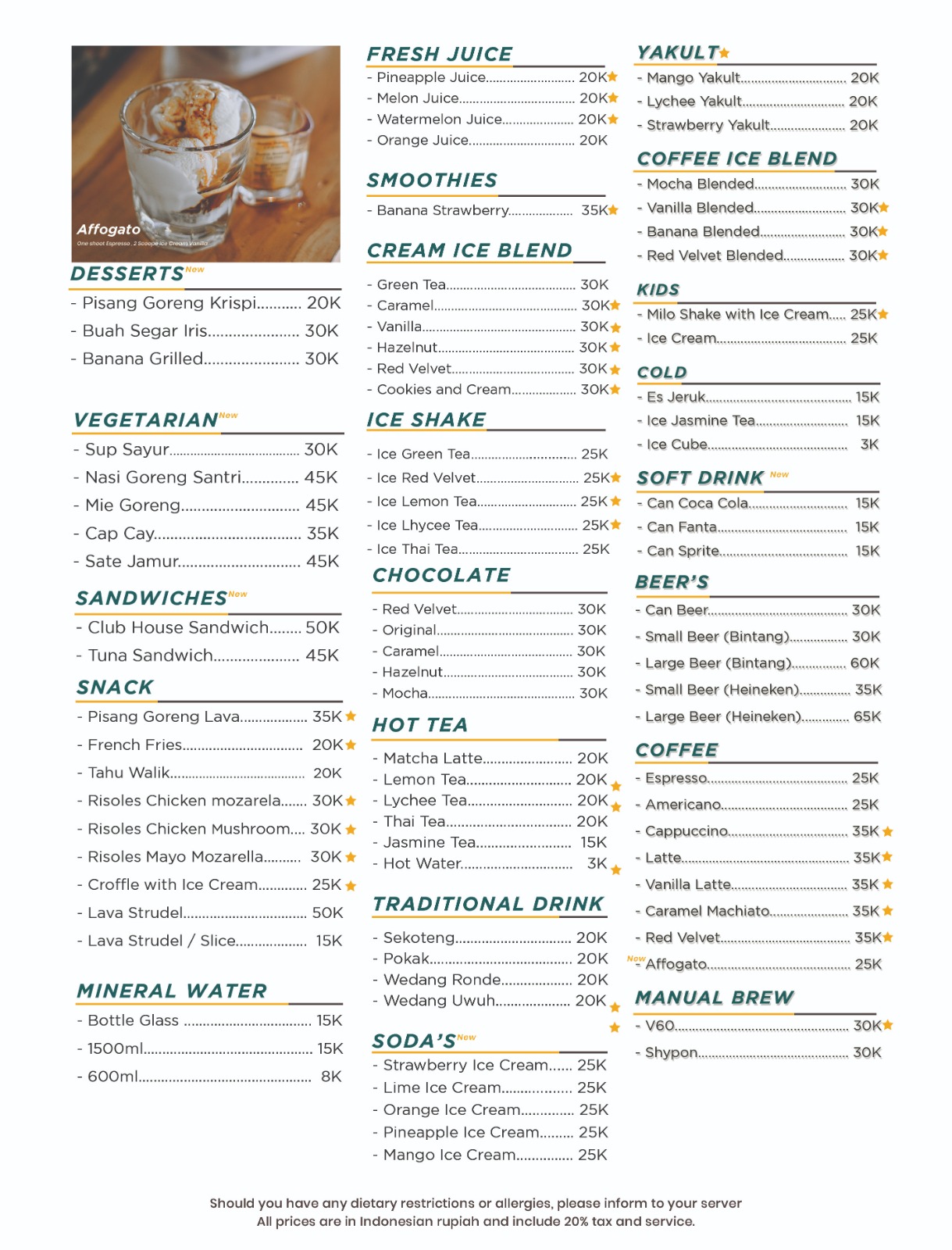 Our Menus - Lava View Lodge